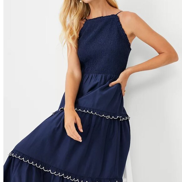 Ann Taylor | Dresses | Smocked Scalloped Tiered Maxi Dress | Poshmark